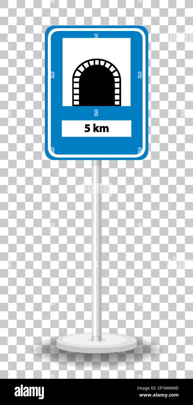 Tunnel sign with stand isolated on transparent background illustration ...