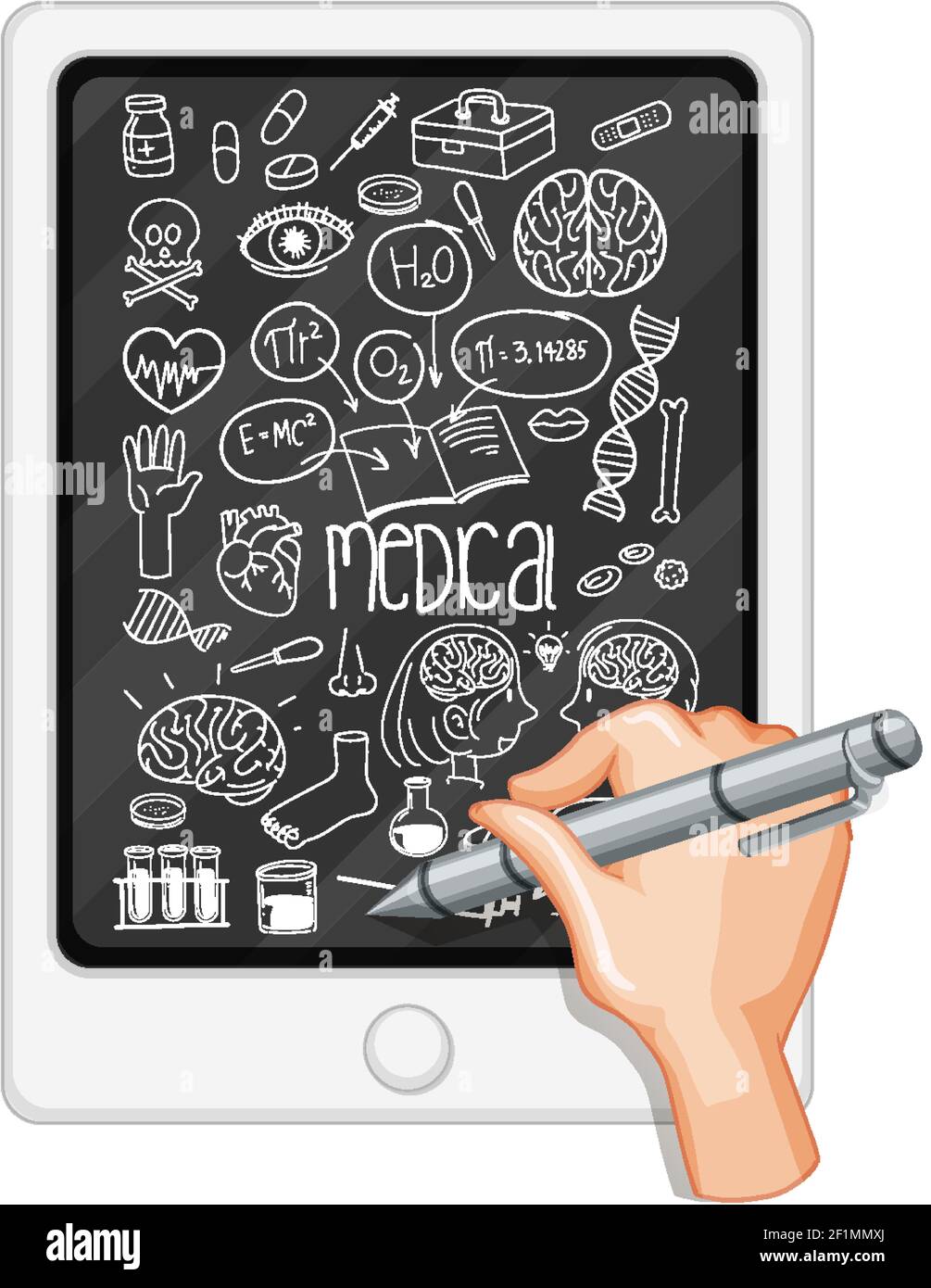 Hand drawing medical element on tablet illustration Stock Vector Image ...