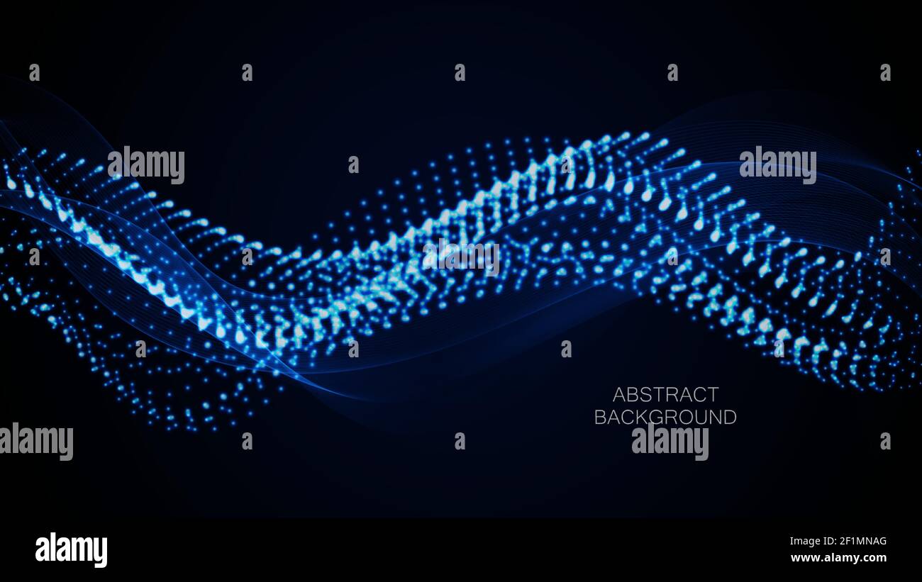 Abstract blue background. Big data. Abstract blue wave flow from ...