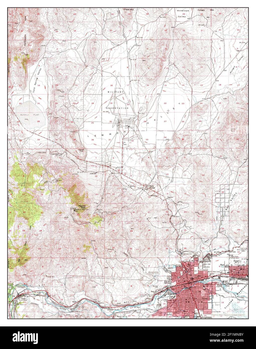 Reno, Nevada, map 1950, 1:62500, United States of America by Timeless ...