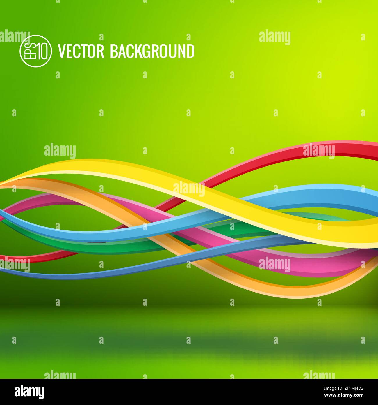 Abstract clean geometric light template with colorful wavy ribbons on ...