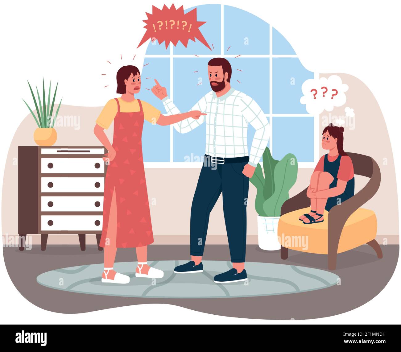 Parents shouting 2D vector web banner, poster Stock Vector Image & Art ...