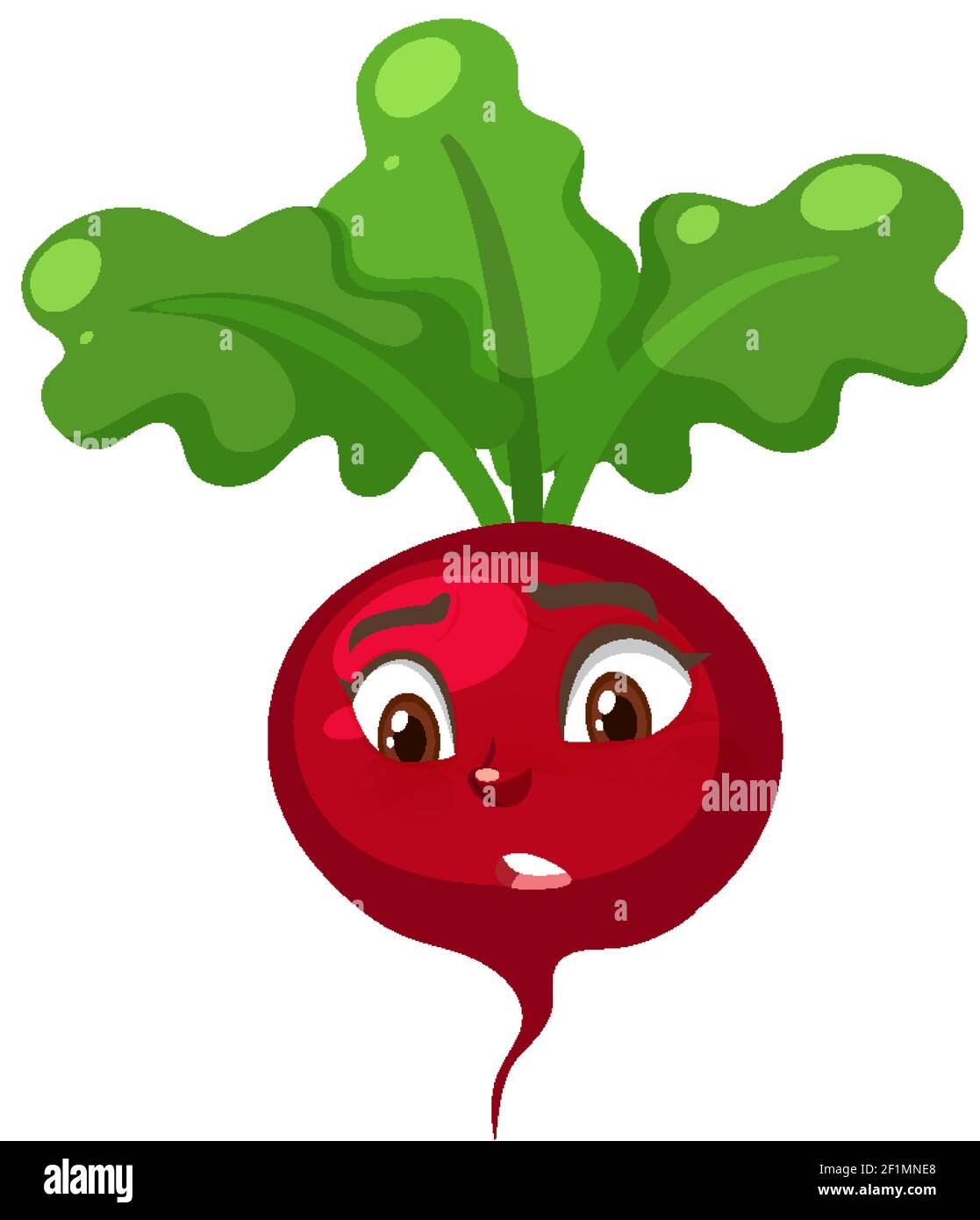 Radish cartoon character with shocked face expression on white ...