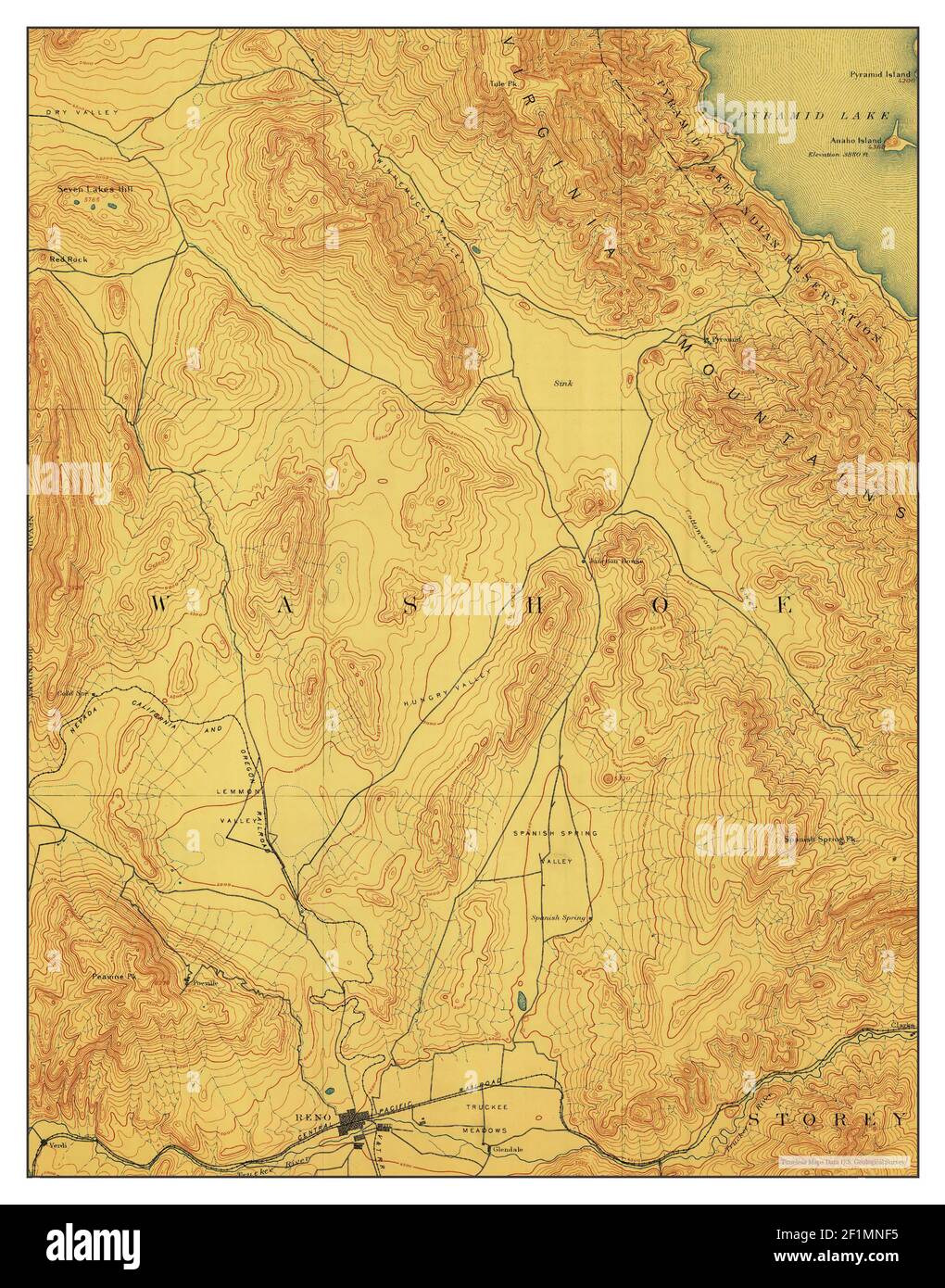 Reno, Nevada, map 1893, 1:125000, United States of America by Timeless ...
