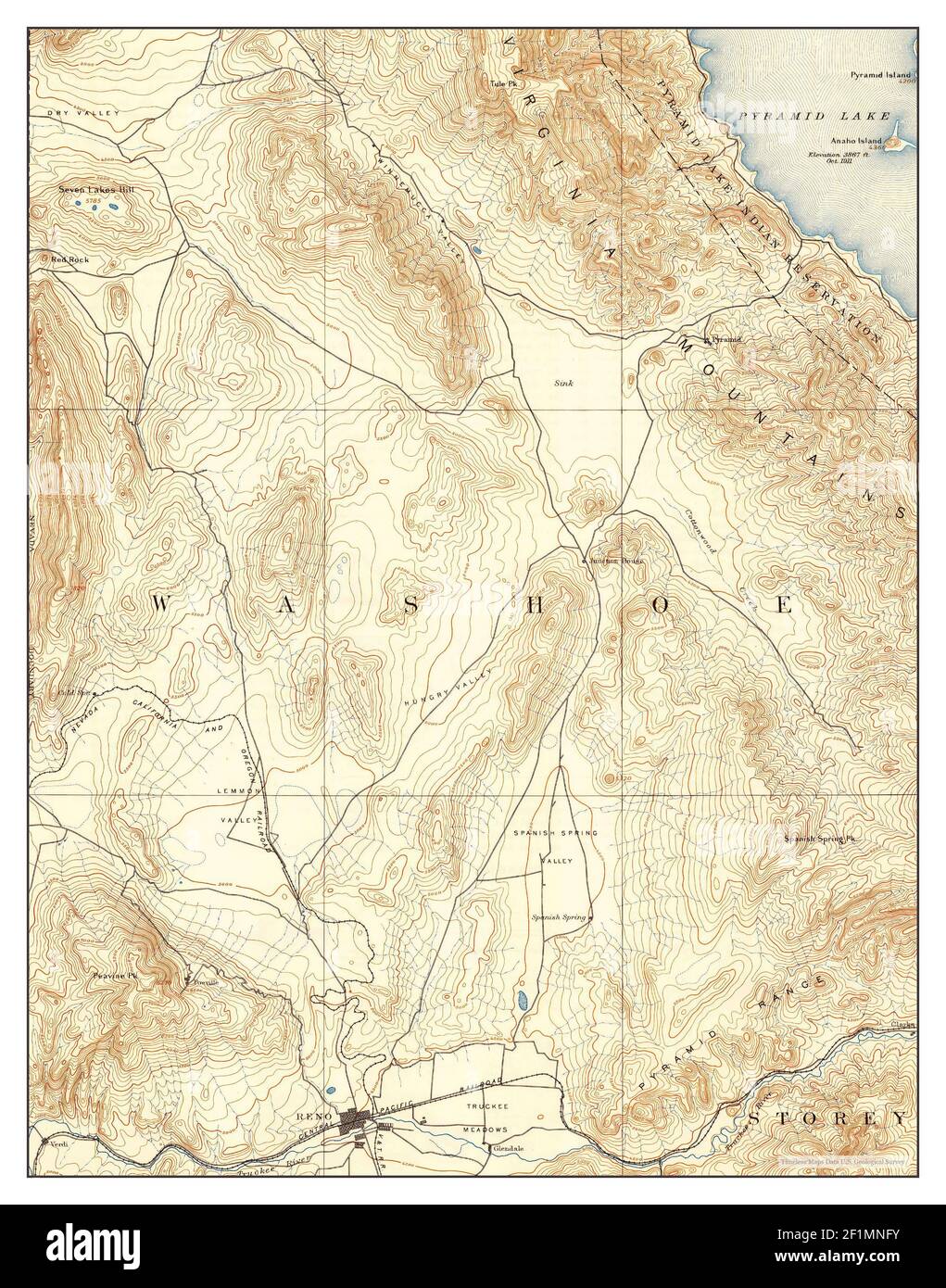 Reno, Nevada, map 1893, 1:125000, United States of America by Timeless ...