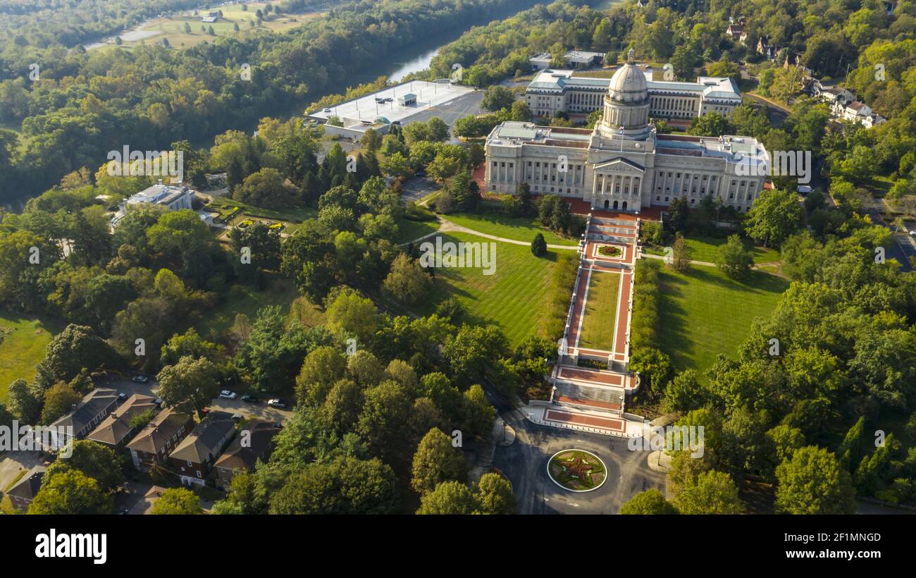 Aerial View Isolated on the State Capital Capitol Building Frankfort ...