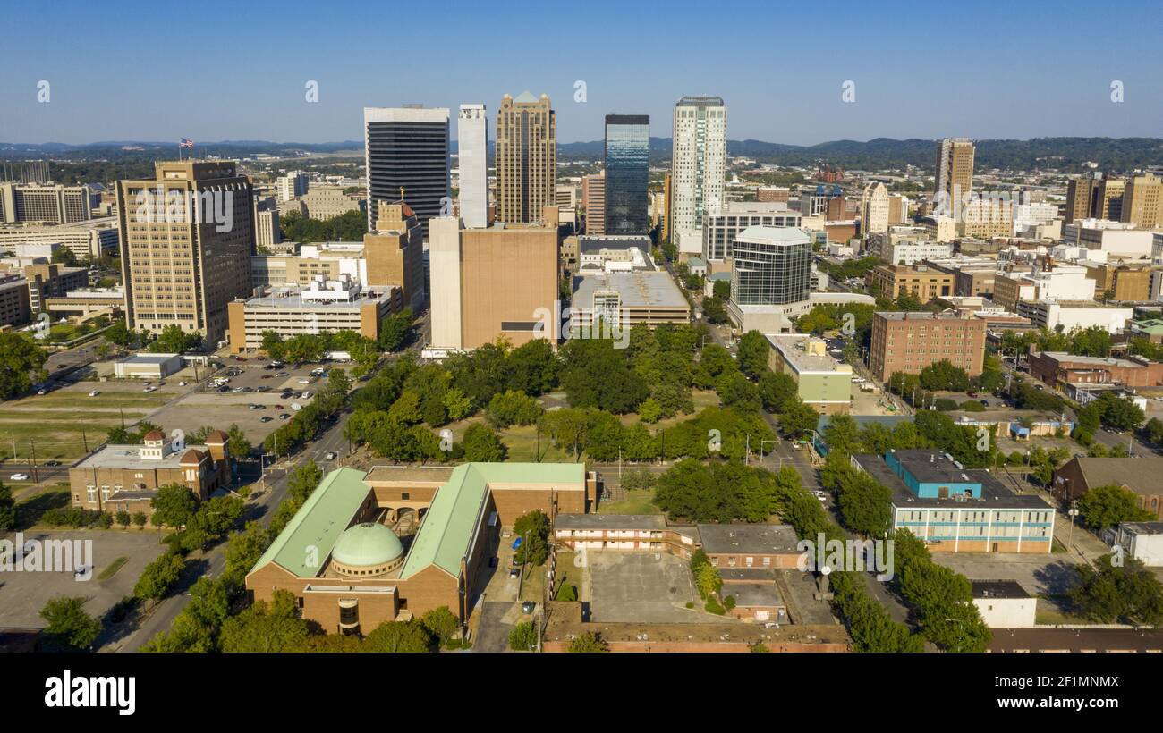 Bright Daylight Aerial View Downtown Urban Metro Area of Birmingham ...