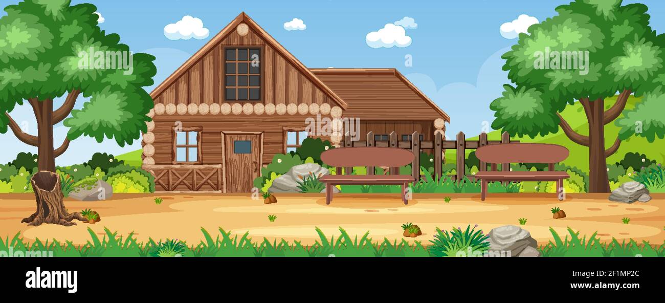 Rural countryside home landscape illustration Stock Vector Image & Art ...