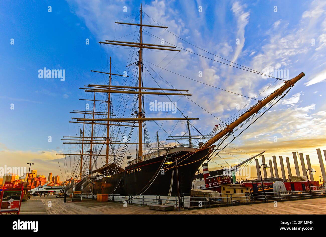 Old sailing ship at South Seaport in Manhattan, New York, USA Stock ...