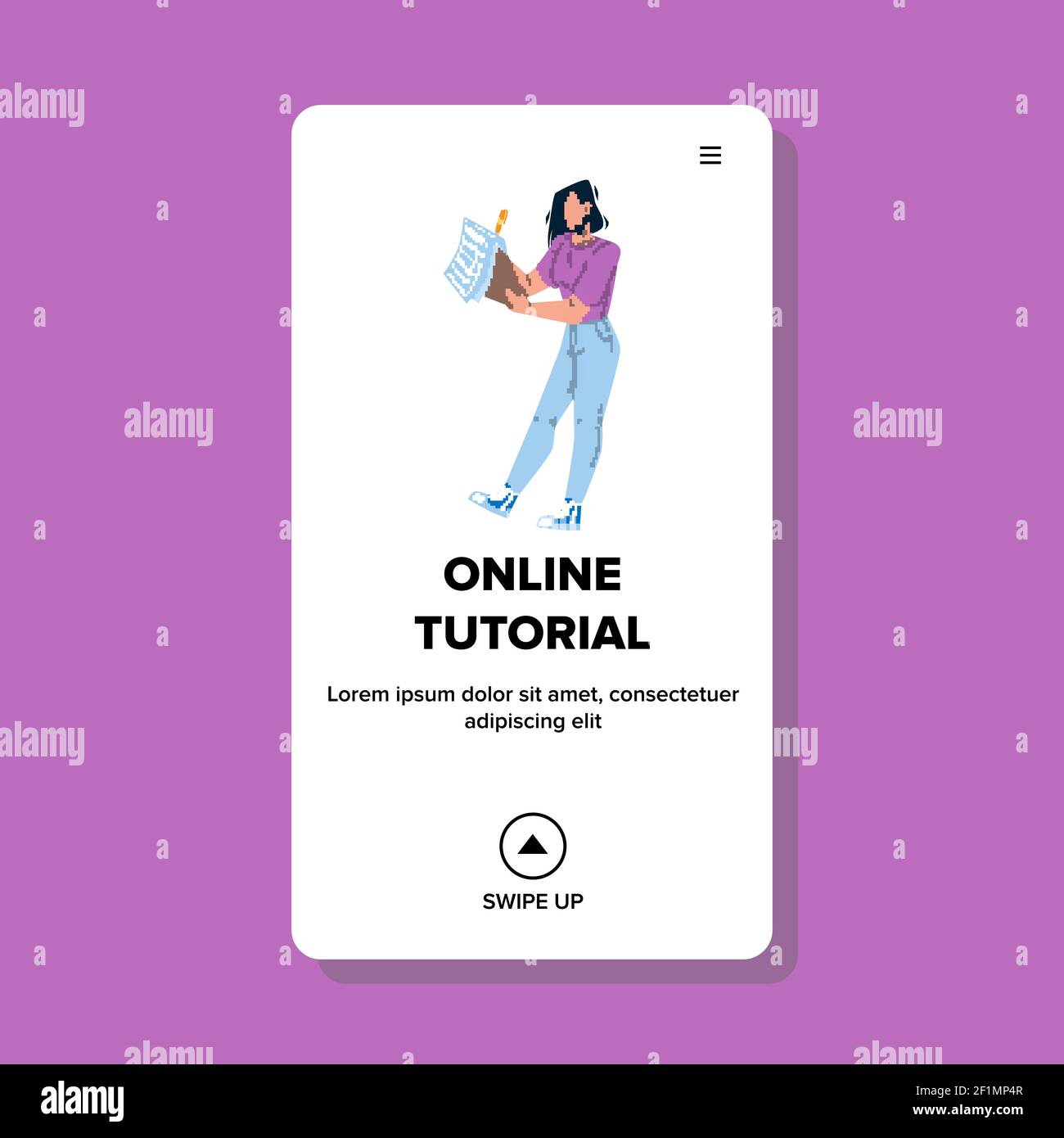 Online Tutorial Reading Young Woman Student Vector Stock Vector Image ...