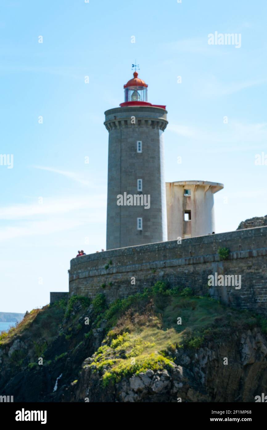 Vertical view of the Petit Minou lighthouse on the Brittany coast Stock ...