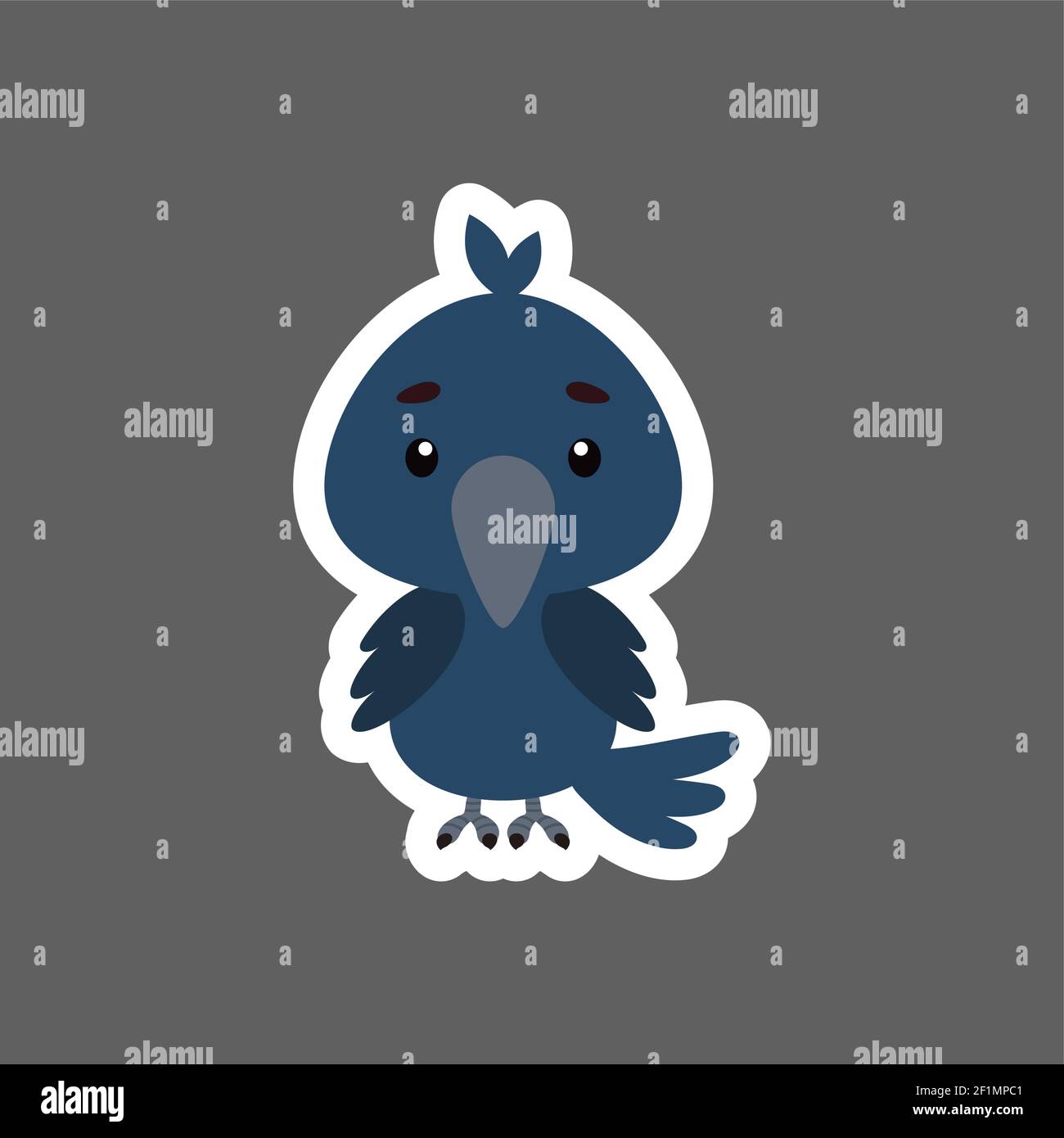 Cute little baby raven sticker. Cartoon animal character for kids cards ...