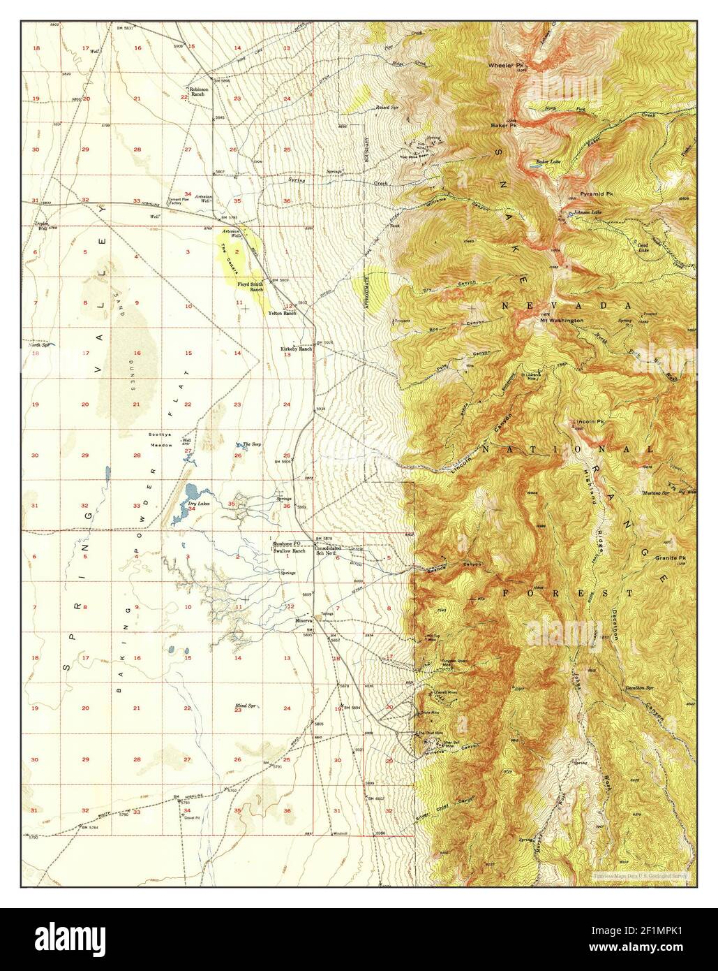 Wheeler Peak, Nevada, map 1950, 1:62500, United States of America by ...
