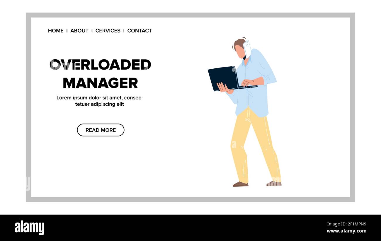 Overloaded Manager Businessman Hard Working Vector Illustration Stock ...