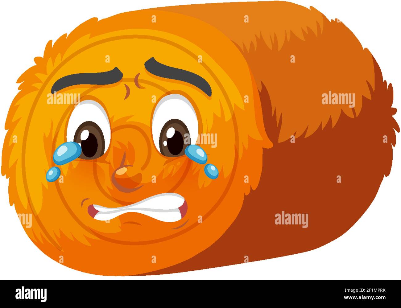 Round hay bale cartoon character with facial expression illustration ...