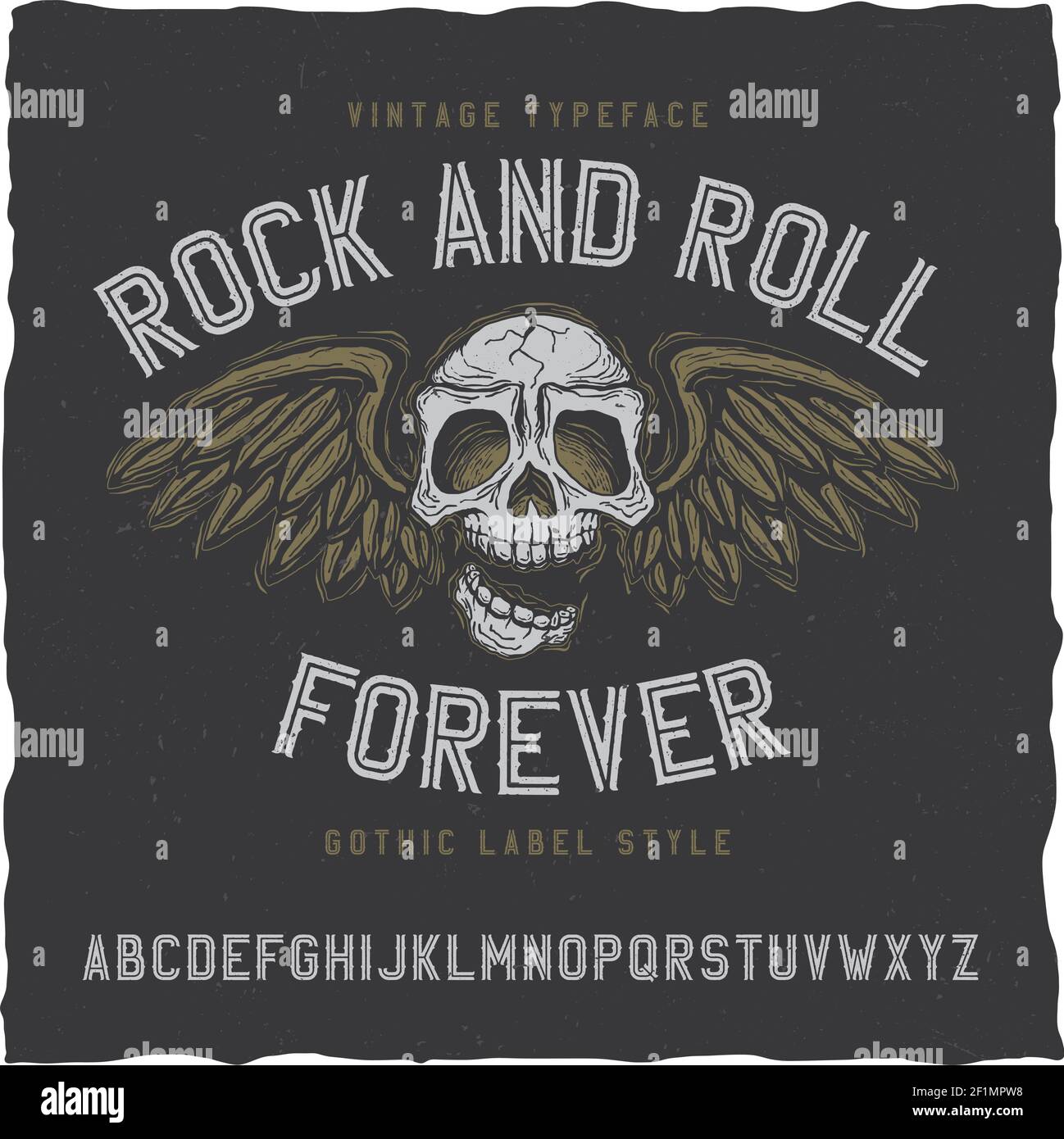 Rock and roll label font. Good to use in any classic label design Stock ...