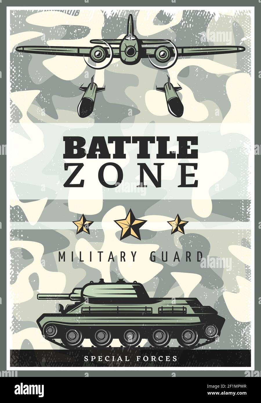 Vintage colored military poster with heavy bomber dropped bombs and ...