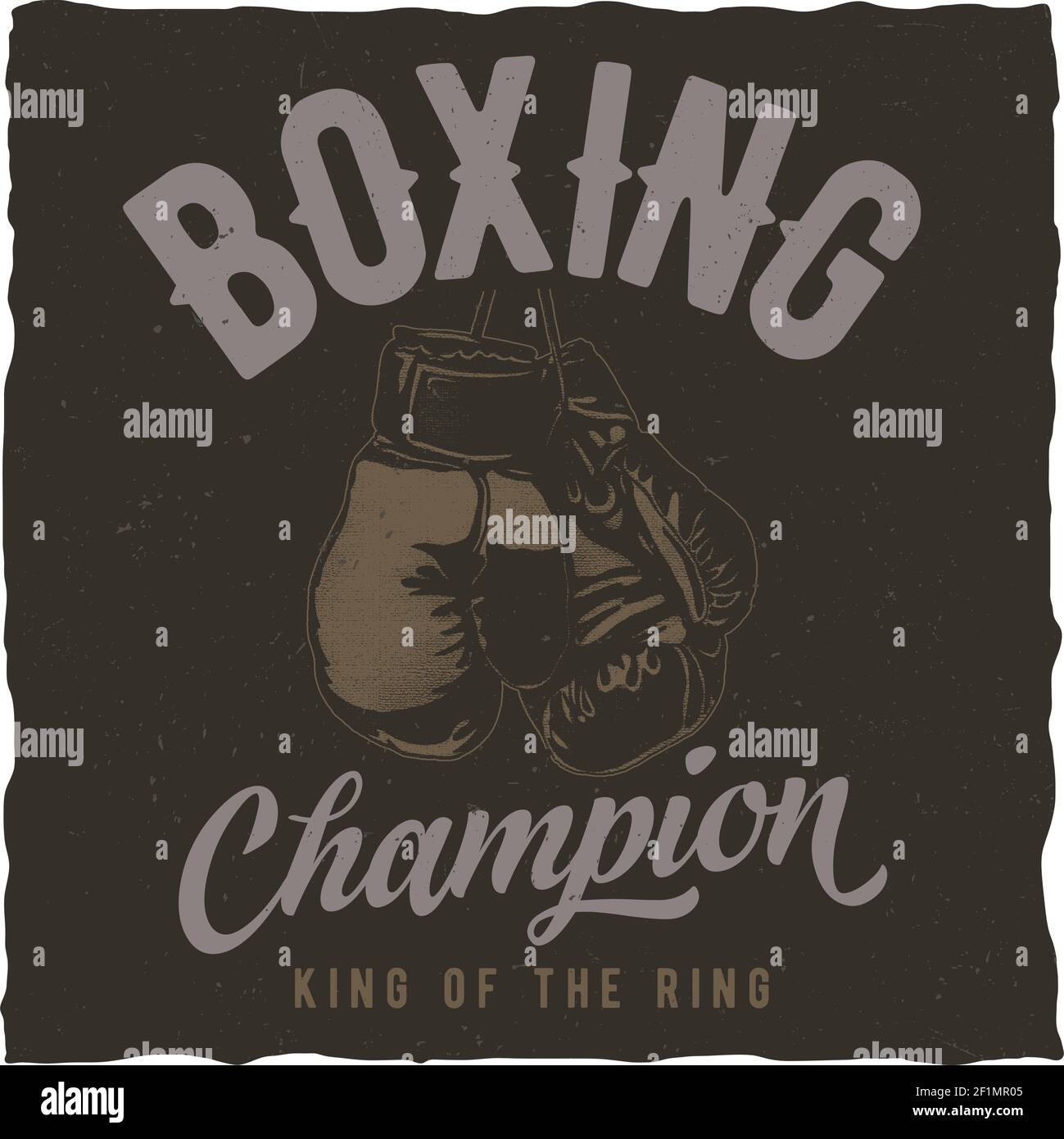 Label design with illustration of boxing gloves for t-shirts, posters ...