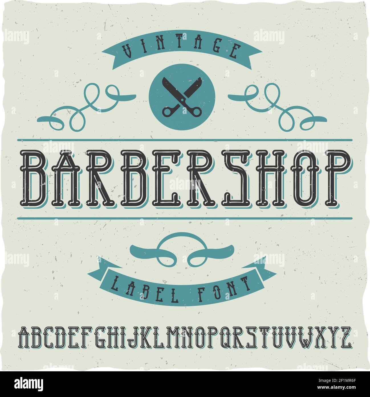 Barber Shop label font and sample label design with decoration and ...