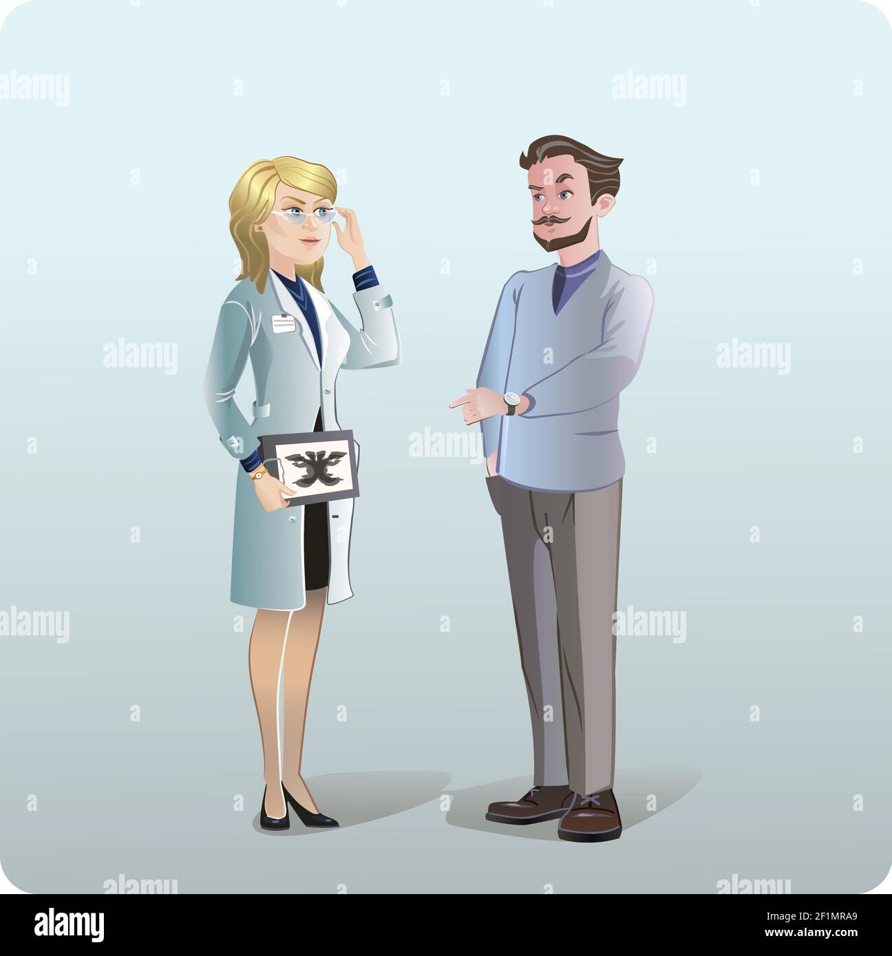 Cartoon medical treatment concept with doctor helping patient to solve ...