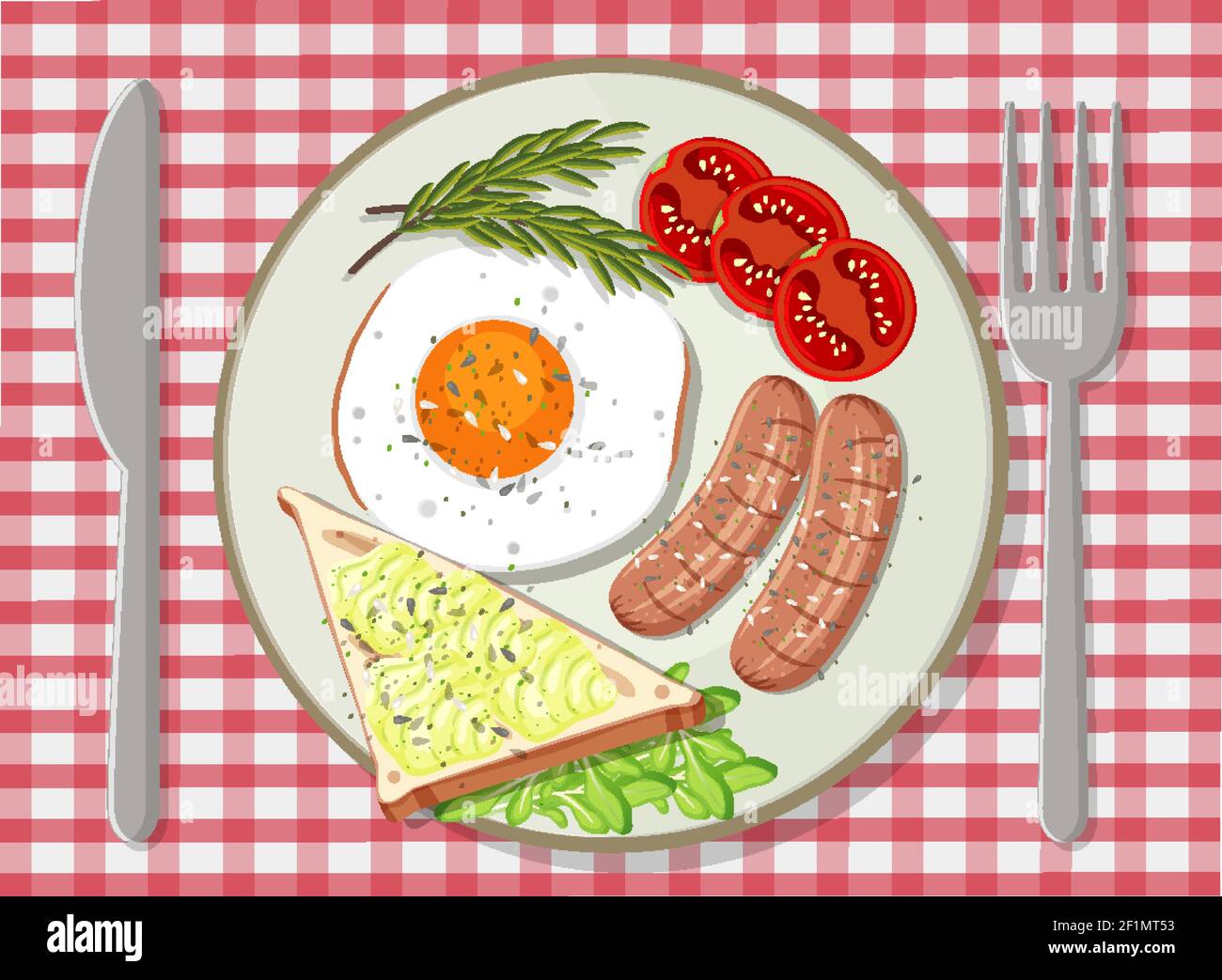 Breakfast set in a plate top view illustration Stock Vector Image & Art ...