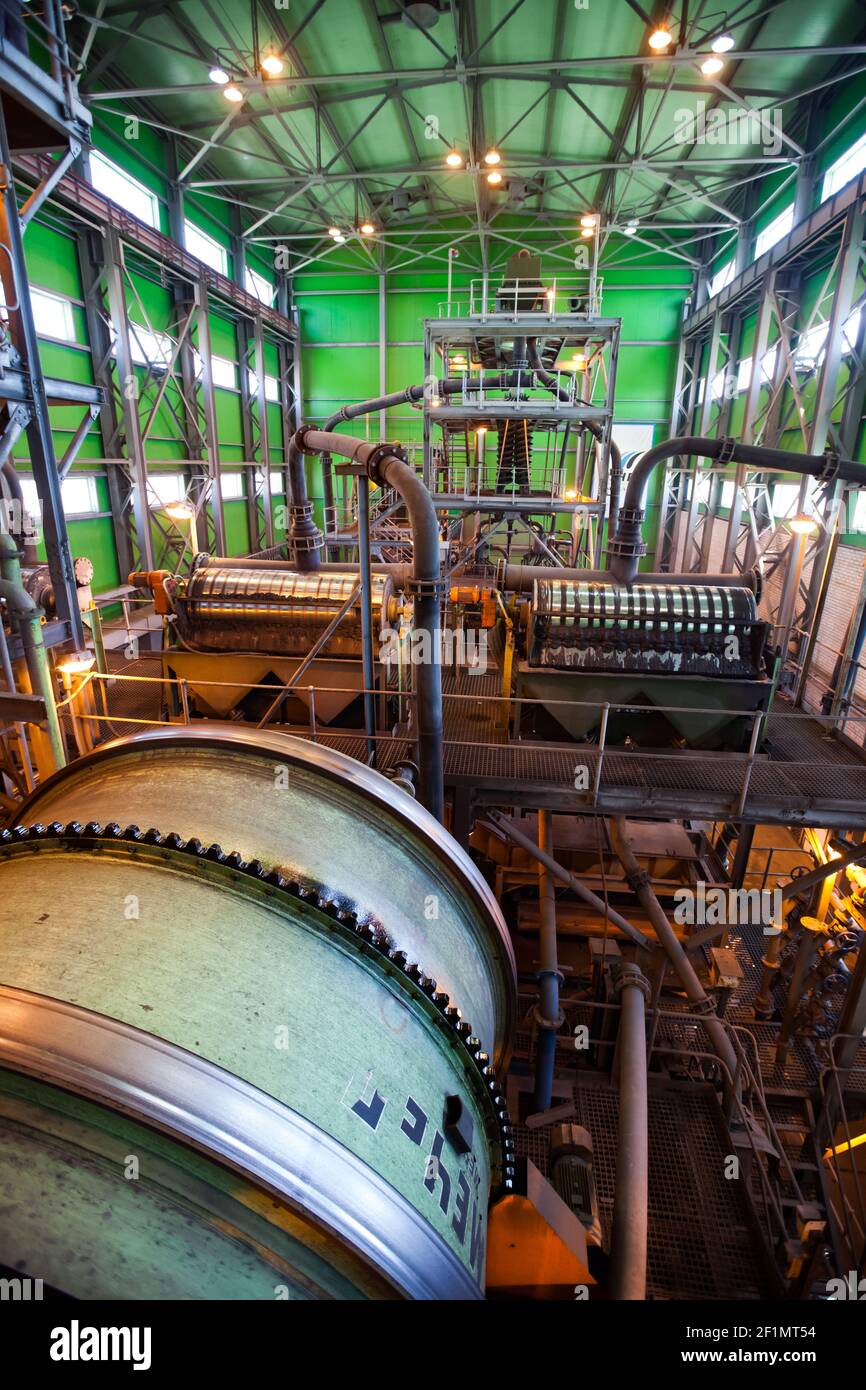 Gold ore Concentrating plant. Ball mill on front. Gold gravity spiral ...