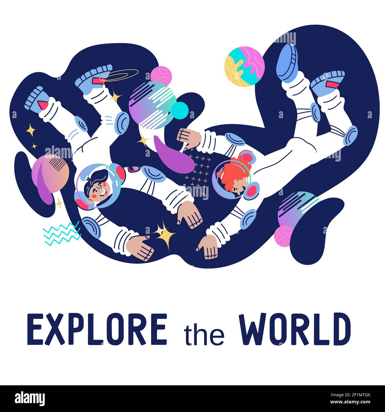 Explore the world banner or poster template for Cosmonautics day or ...