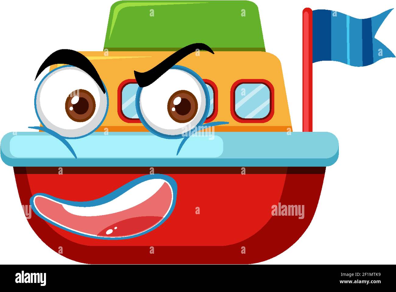 Boat toy cartoon character with facial expression illustration Stock ...