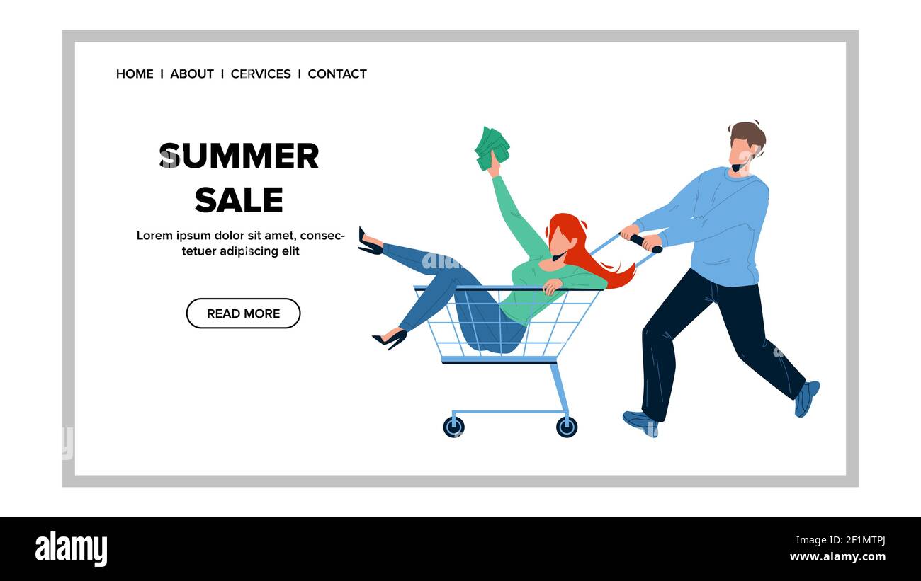For Summer Sale Customer Running To Store Vector Stock Vector Image ...