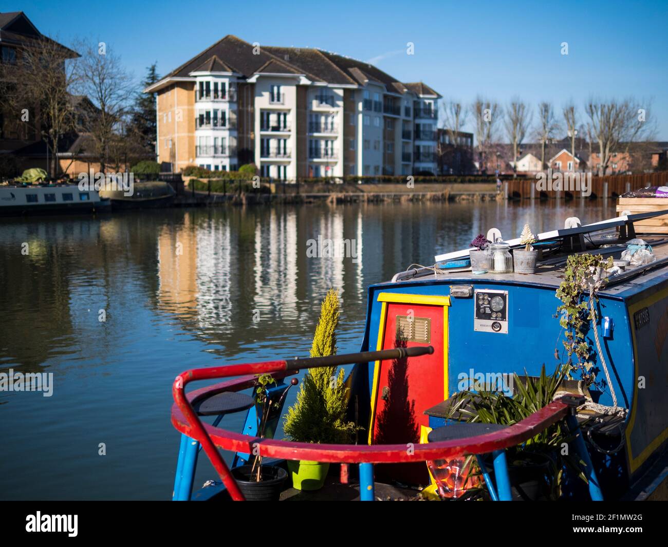 Colourful Narrow Boat, River Thames, Reading, Berkshire, England, UK ...