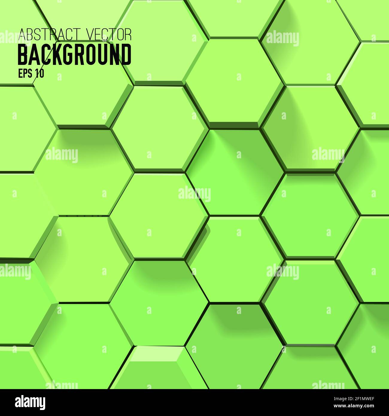 Geometric abstract light background with 3d green hexagons in mosaic ...