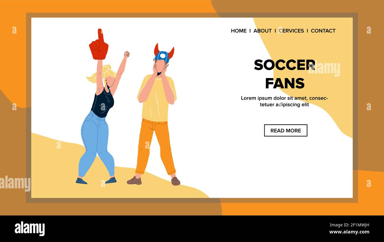 Soccer Fans Man And Woman Couple Screaming Vector Stock Vector Image ...