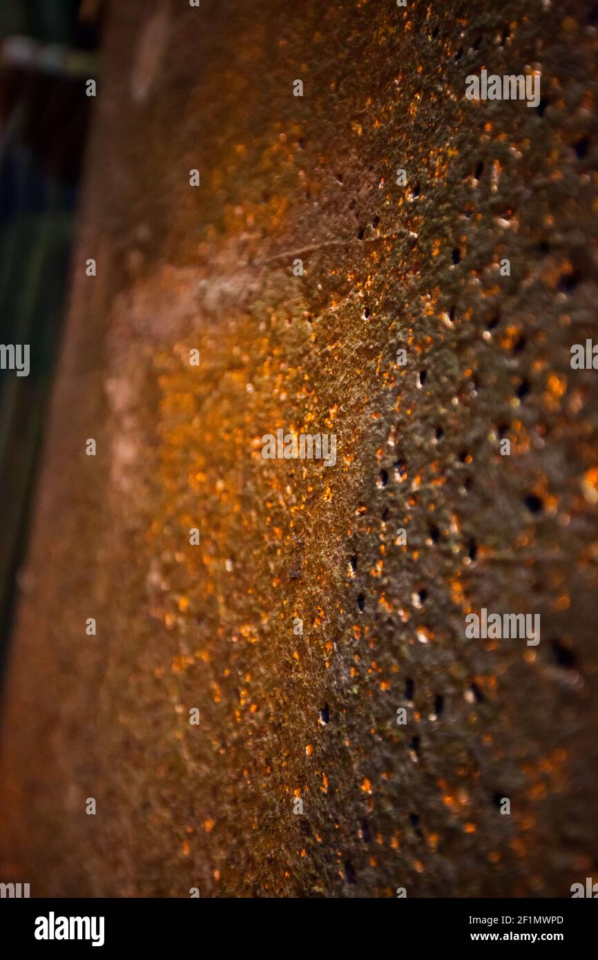 Close-up of surface of cathode copper. Metallurgy plant, copper ...