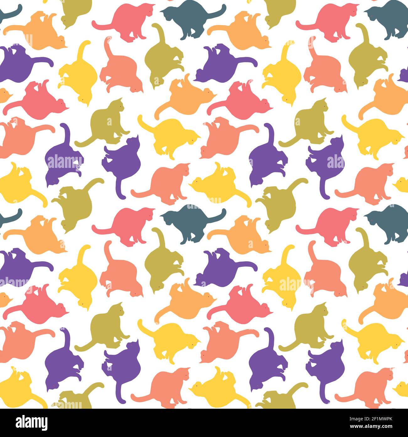 Seamless texture or endless pattern - colored cats. Wallpaper ...