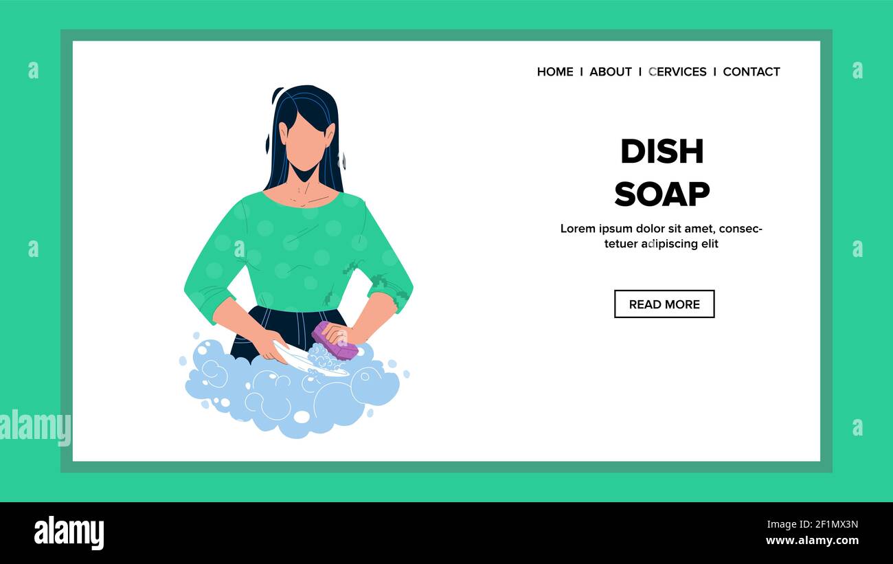 Dish Soap Woman Using For Washing Plate Vector Stock Vector Image & Art ...