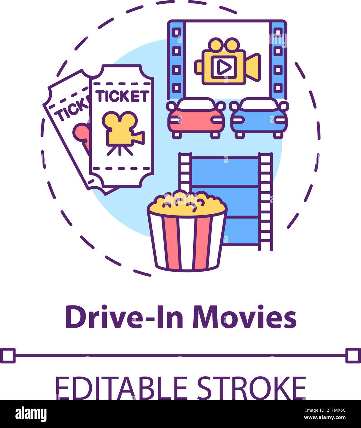 Drive in movies concept icon Stock Vector Image & Art - Alamy