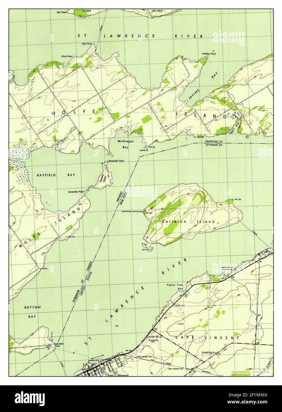 Cape Vincent North, New York, map 1942, 1:31680, United States of ...