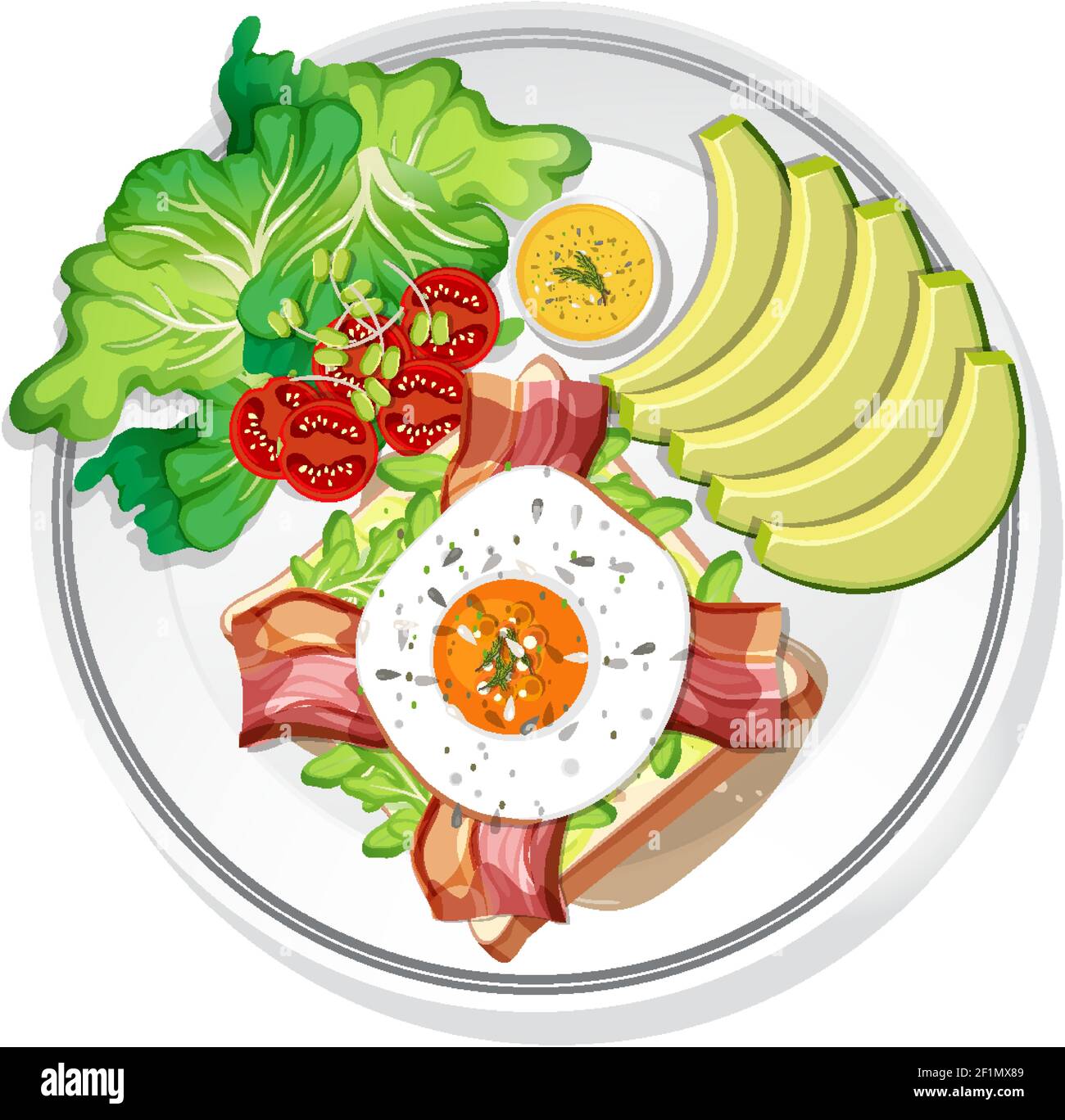 Top view of breakfast dish isolated illustration Stock Vector Image ...