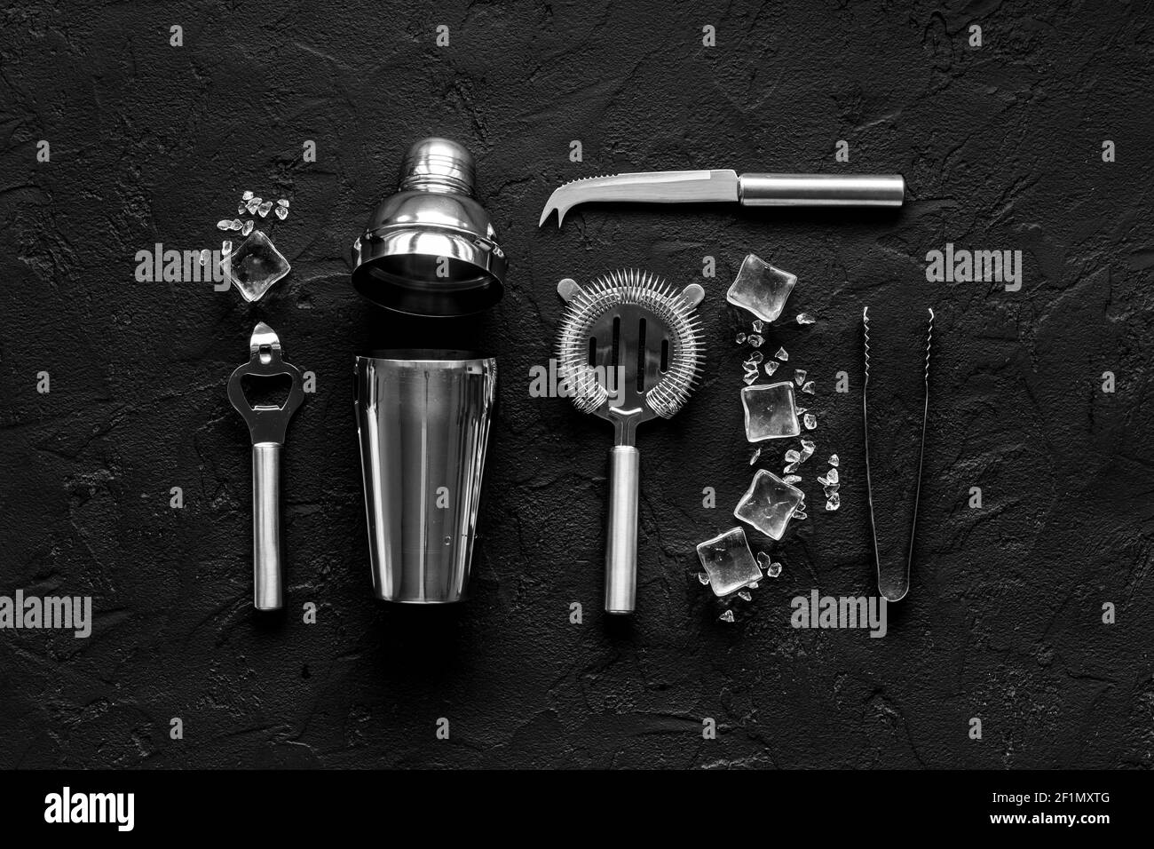 Bar tools and utensils for cocktail - with shaker, strainer and ice ...