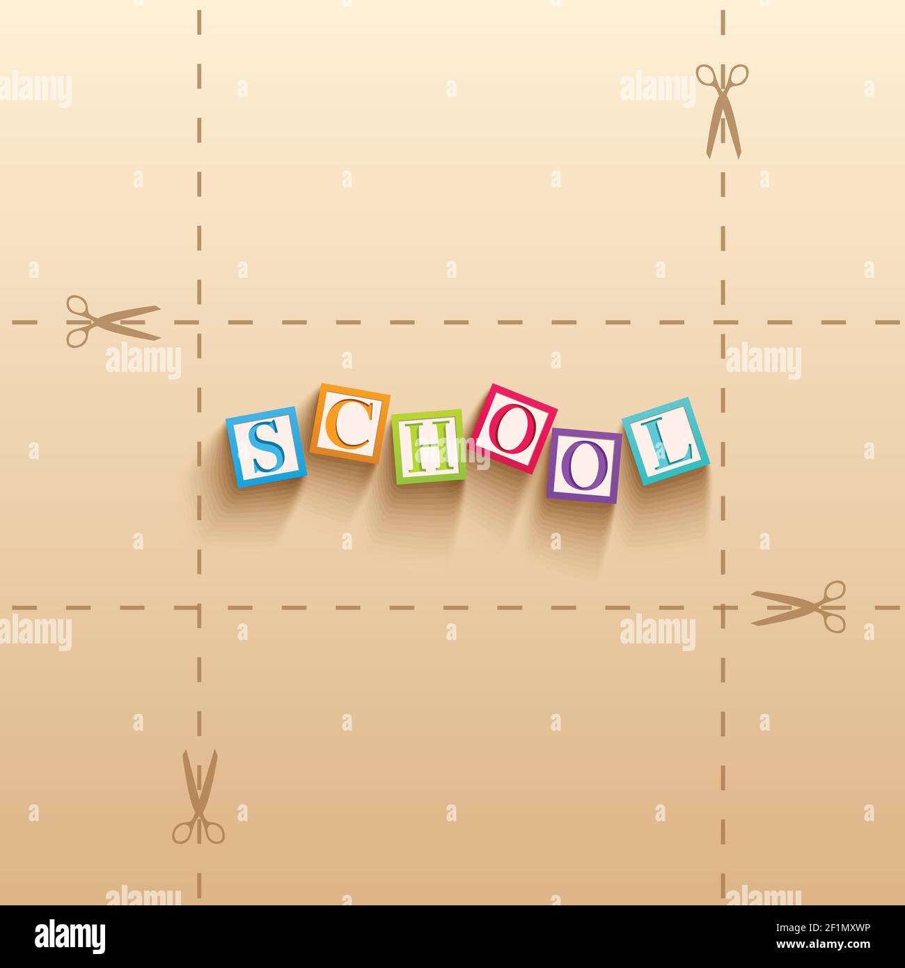 Back to school template with colorful cubes with letters in realistic ...