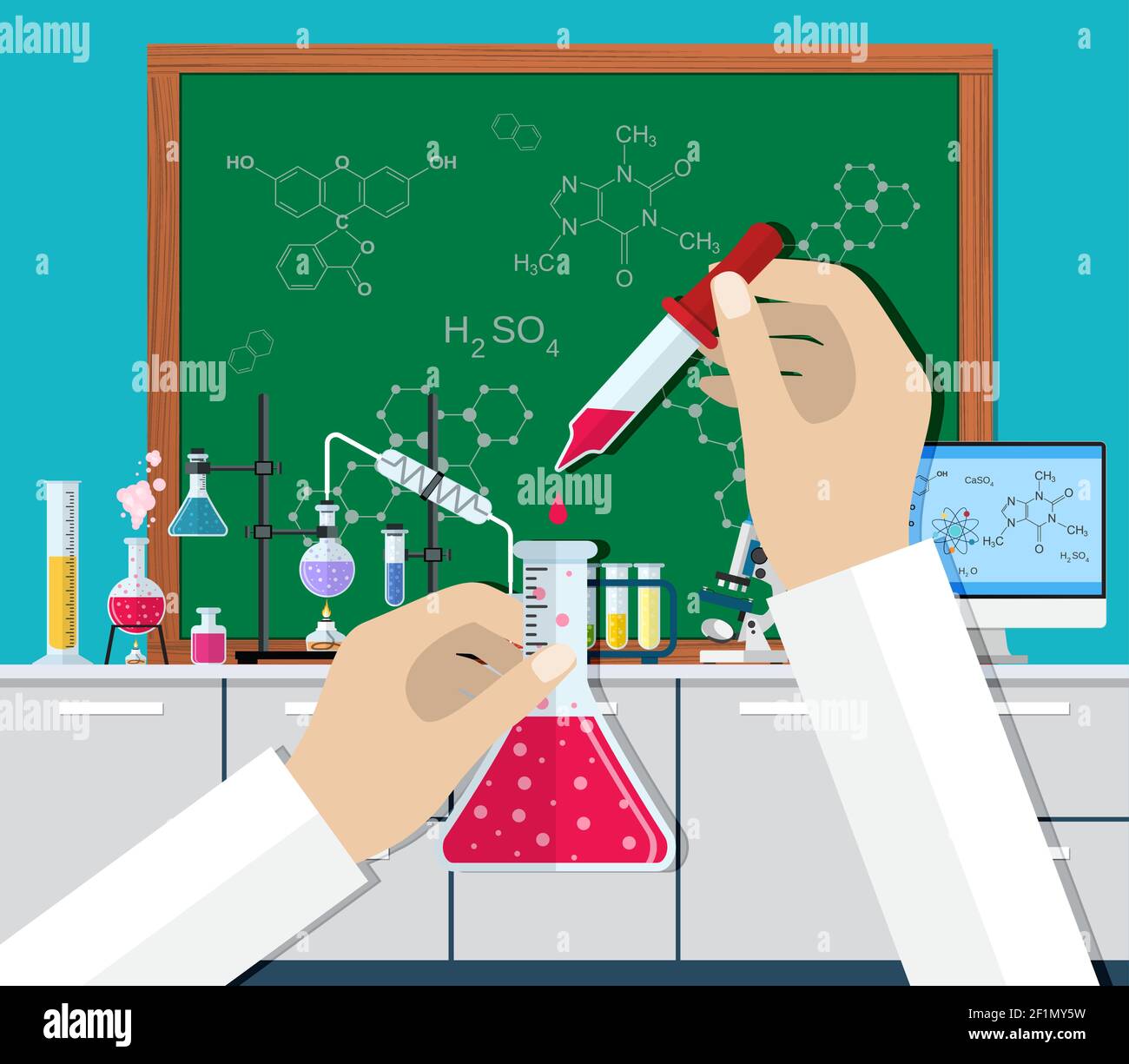 Chemistry laboratory concept banner cartoon illustration of Stock ...