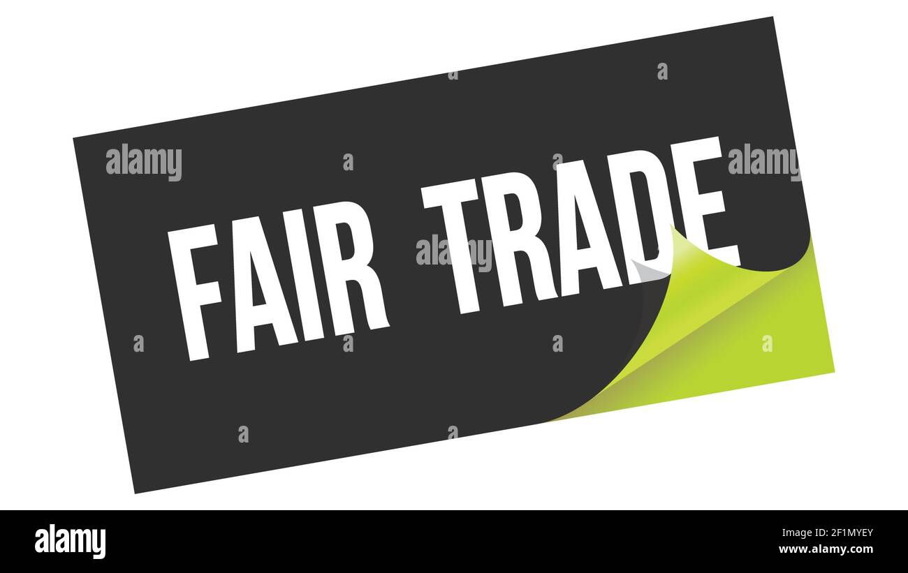 FAIR TRADE text written on black green sticker stamp Stock Photo - Alamy