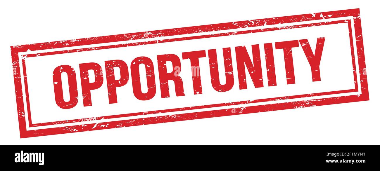 OPPORTUNITY text on red grungy vintage rectangle stamp Stock Photo - Alamy