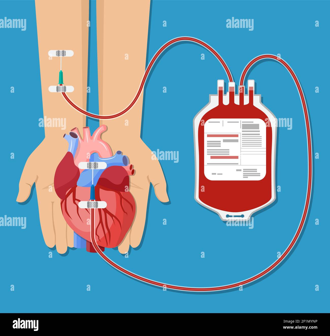 blood bag and hand of donor with heart Stock Vector Image & Art - Alamy