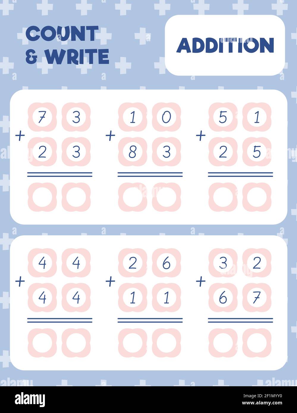 Math worksheet practice print page. Double digit addition. Column ...