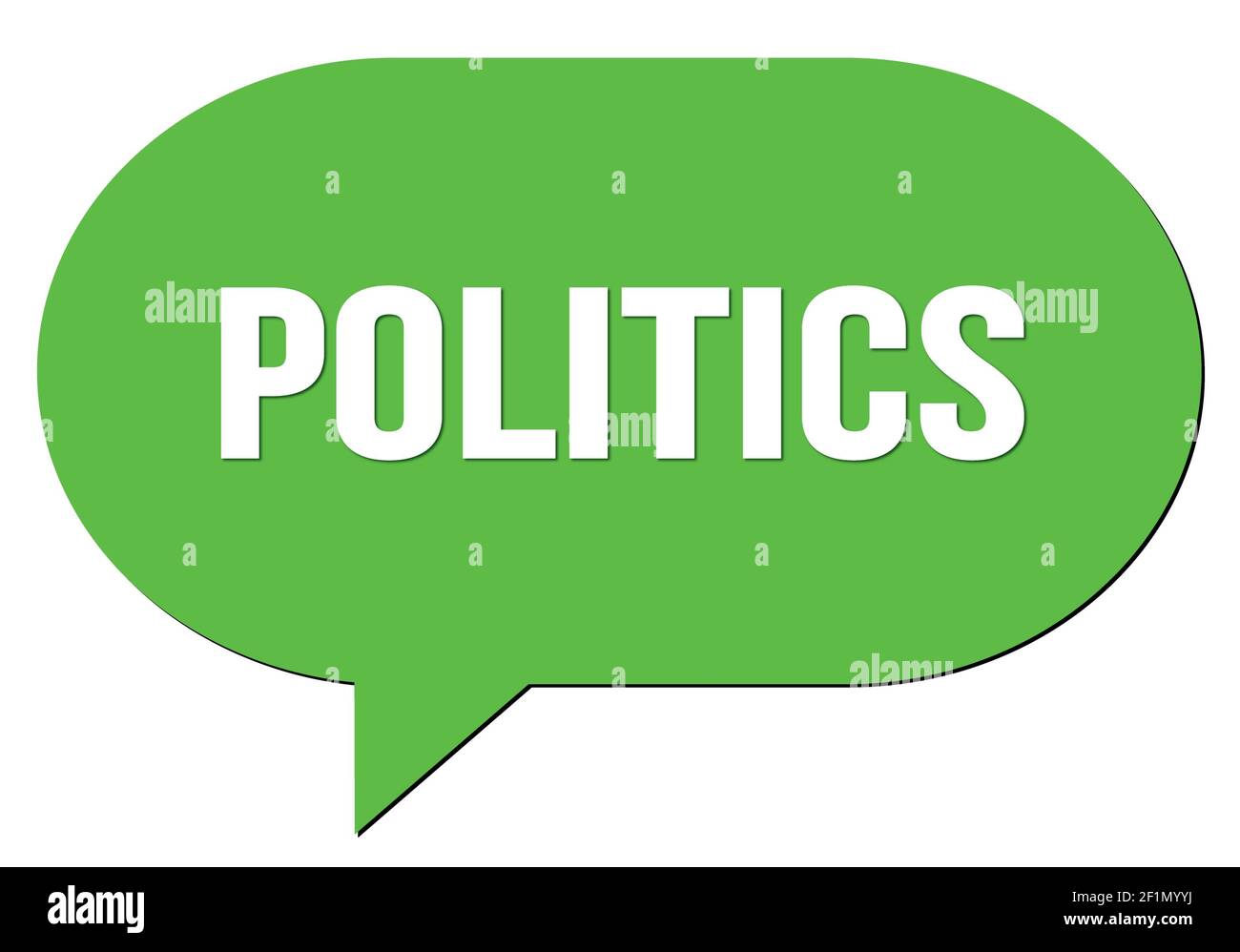 POLITICS text written in a green speech bubble stamp Stock Photo - Alamy