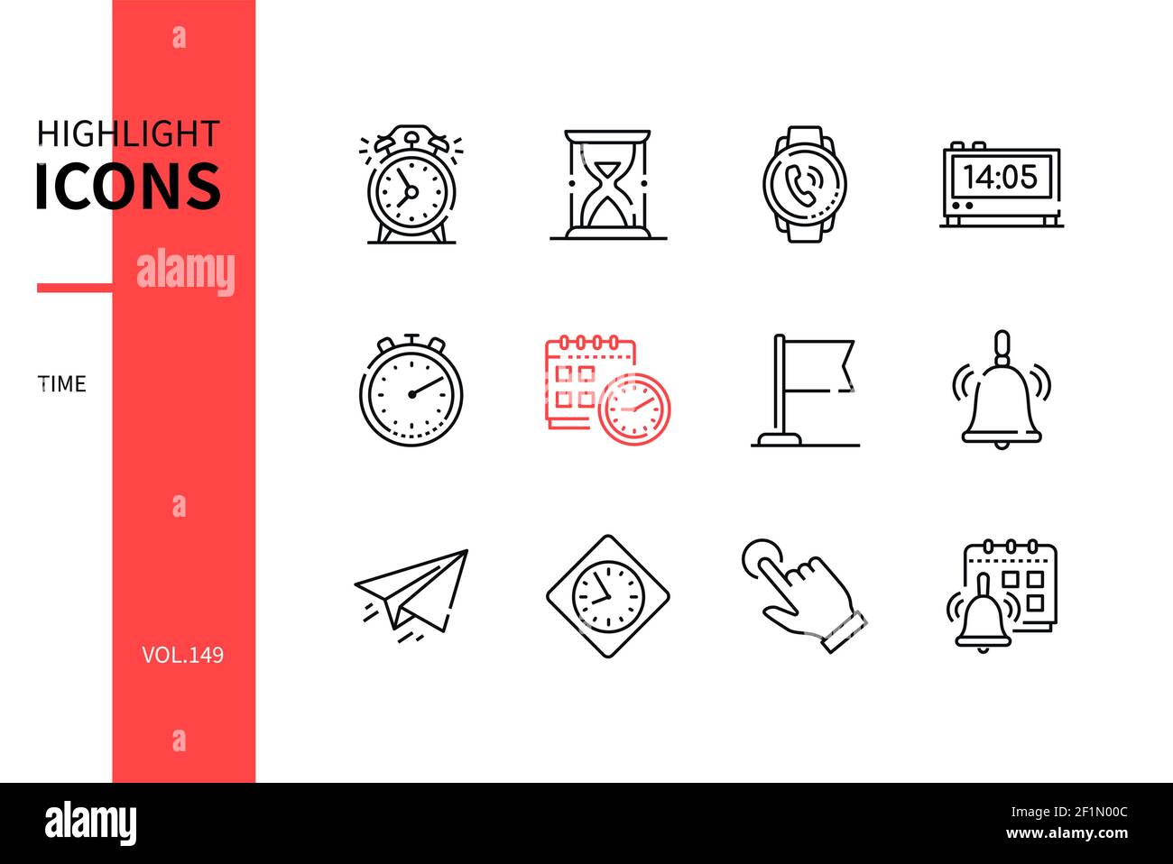 Time concept - modern line design style icons set. Business planning ...
