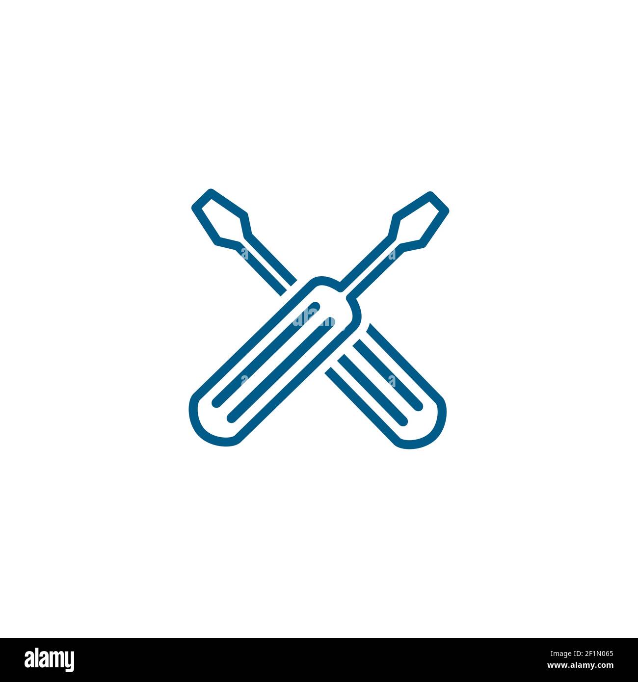 Screwdriver Crossed Line Blue Icon On White Background. Blue Flat Style ...