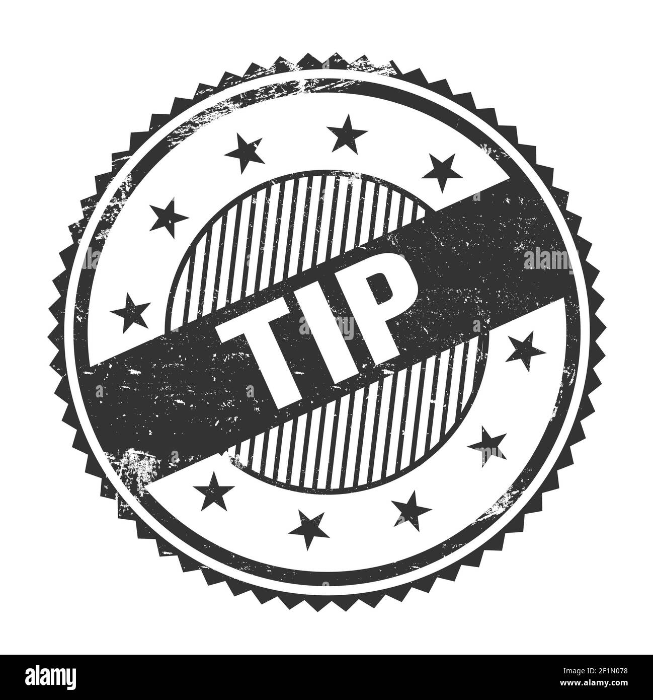 TIP text written on black grungy zig zag borders round stamp Stock ...