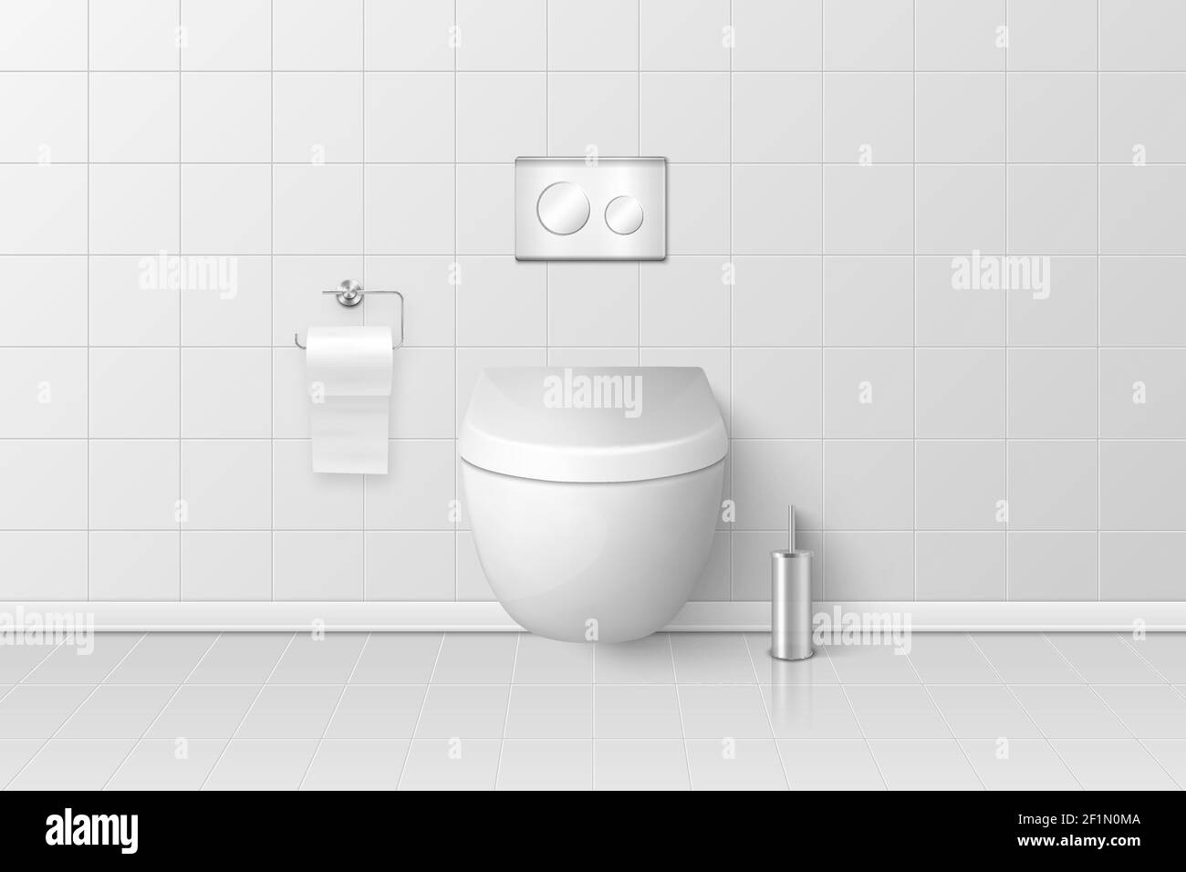 Vector 3d Realistic White Ceramic Toilet Closeup in the Bathroom ...